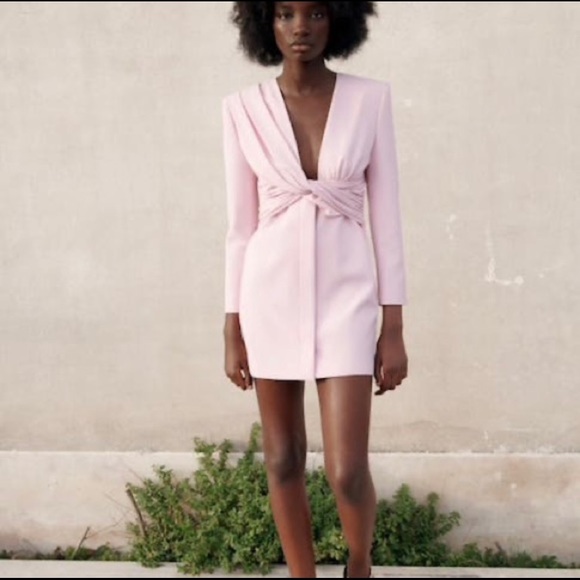 Dresses | Blush Pink Deep V Knotted Dress | Poshmark